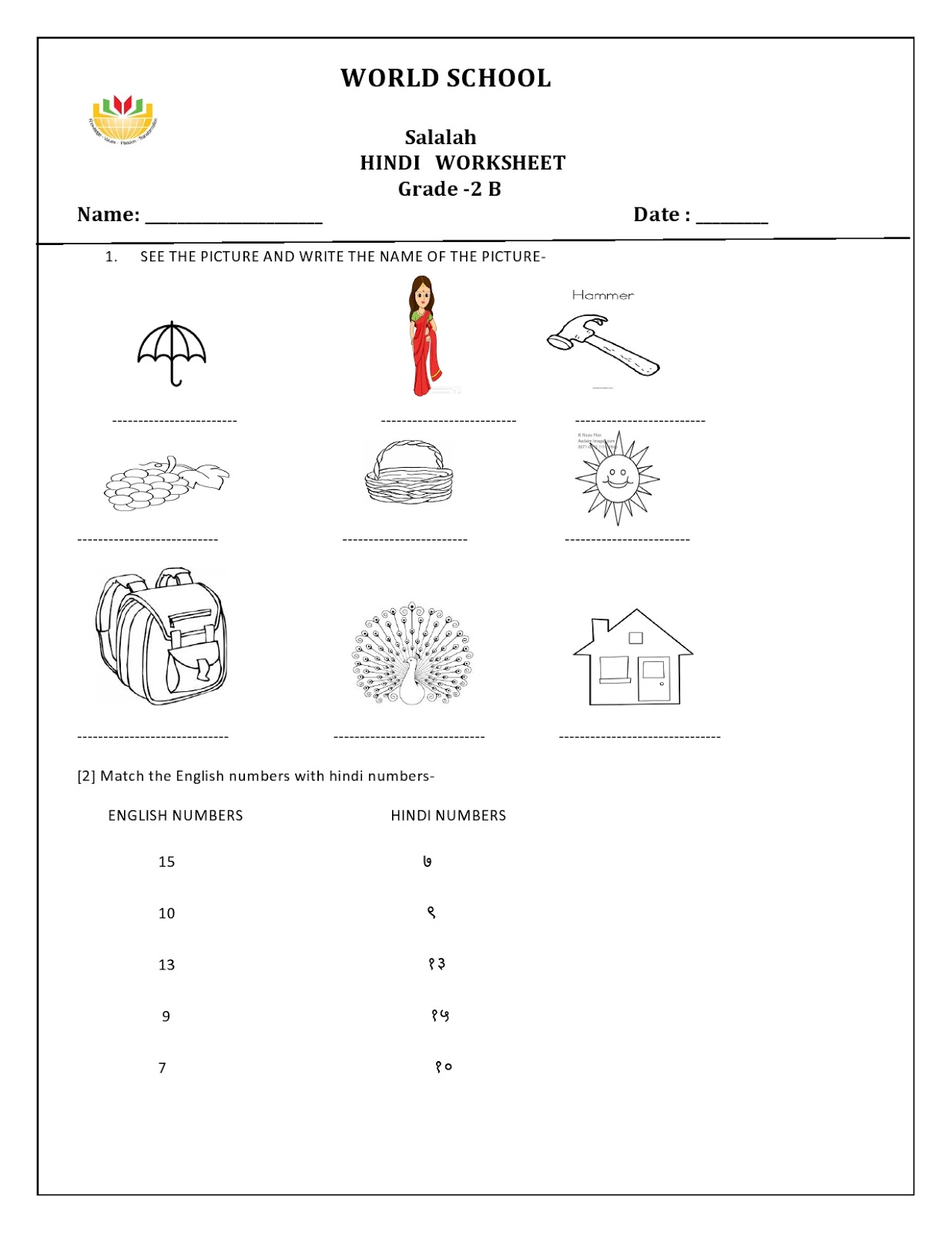 Birla World School Oman: Homework for Grade 2 as on 24-12-2018