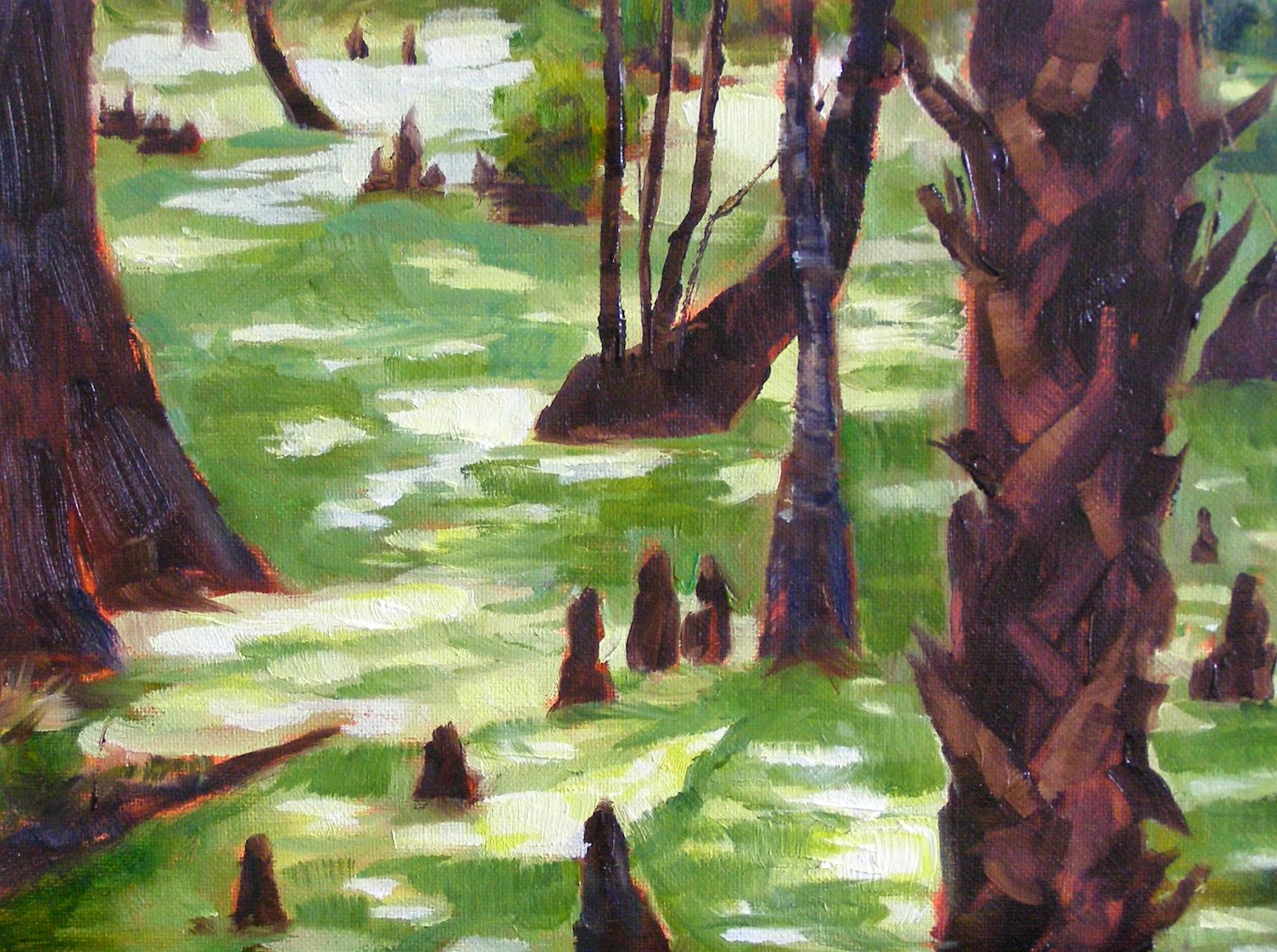 Pieces of Eight: Green Swamp, 6x8 Oil Painting on Canvas by Carmen Beecher