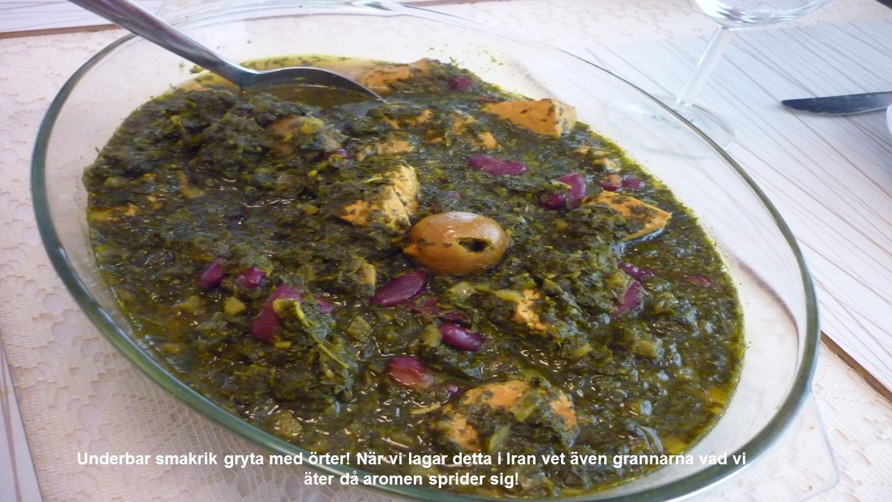 ABC i Persisk mat : Khoreshte Gormeh Sabzi (Örtergryta) - Persian herb stew