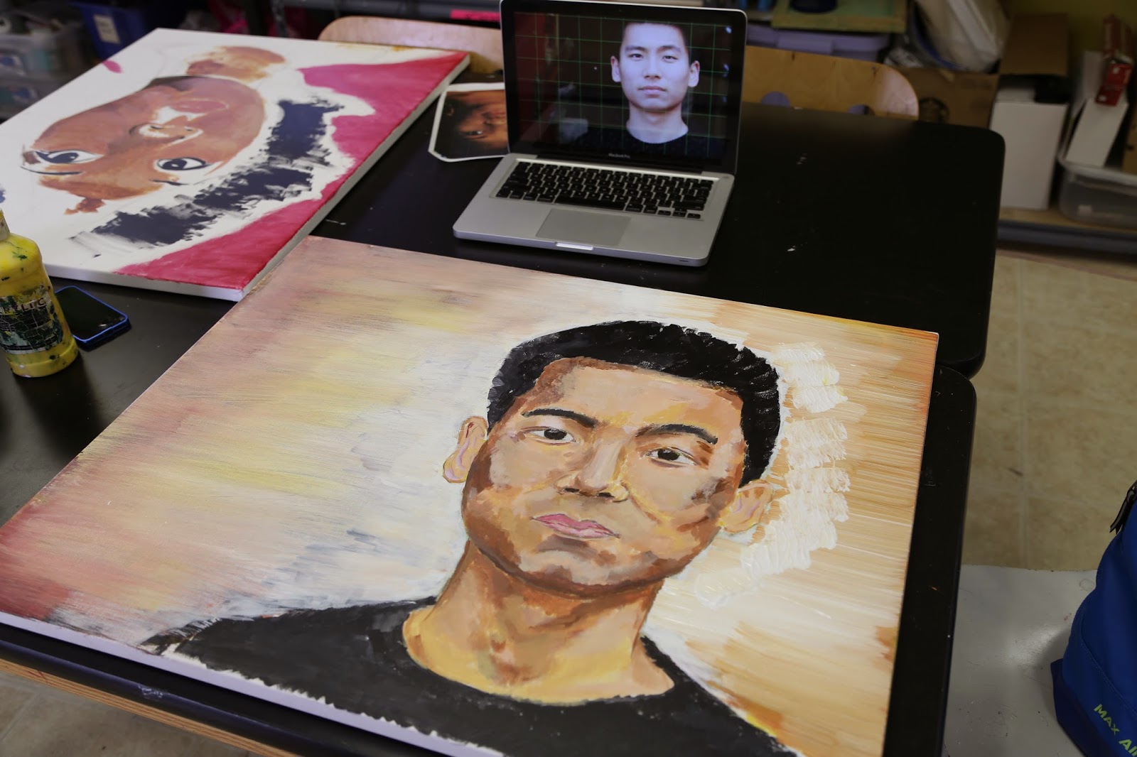 Grauer Art: Self-portrait painting, Internship Art