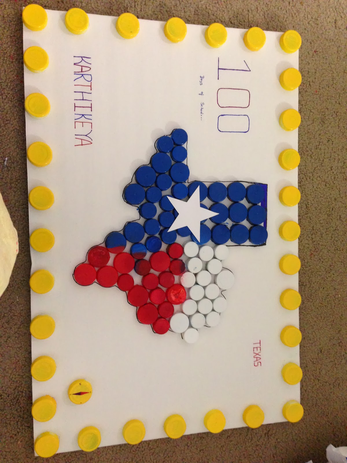 Me N My World: 100 days of school project idea - Texas map with plastic ...