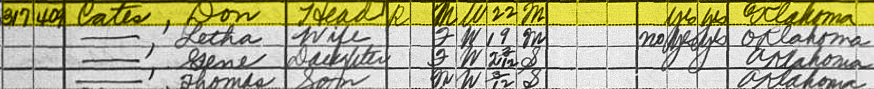 East Texas Genealogy: Don Wesley Cates - 1920 census
