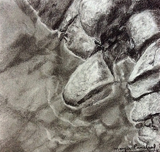 Paintings and Drawings by Manju Panchal: Submerged rocks - a charcoal ...