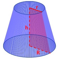 CURSO DE MATEMÁTICAS: VOLUMEN DE UN TRONCO DE CONO.