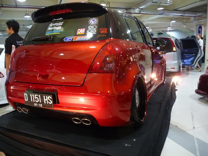 japanese custom cars: Candy Red Suzuki Swift