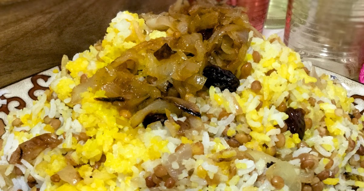 Rabillos de cereza: Adas polo (arroz con lentejas, cebolla y pasas)