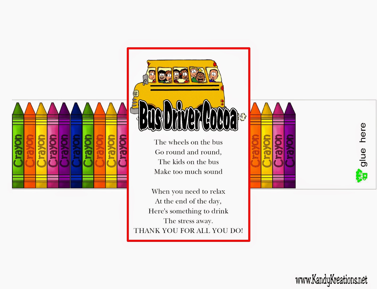 DIY Party Mom: Bus Driver Cocoa Printable: Teacher Appreciation Gift