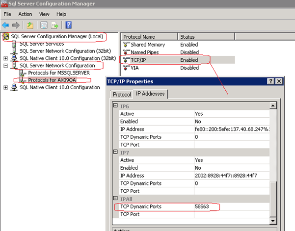 Dynamics solution: How to access MS SQL server 2008 default instance or ...