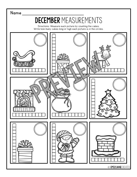 Emily Jane Creates: DECEMBER NO PREP KINDERGARTEN PACKET-OVER 100 PAGES!
