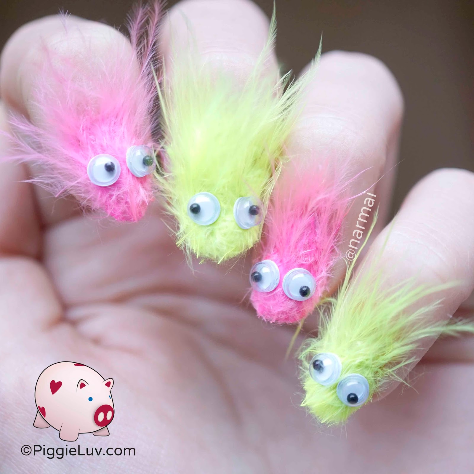 PiggieLuv: Furry monsters nail art for fun!!!