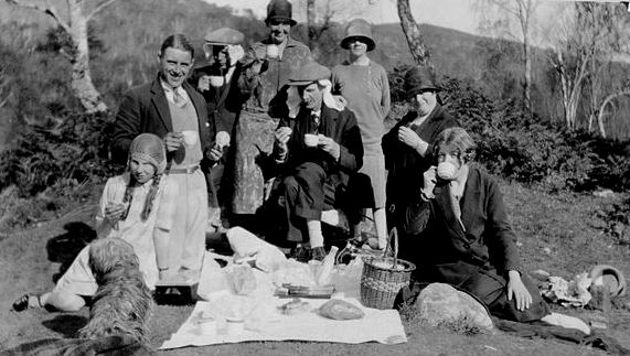 Tour Scotland: Old Photograph Family Picnic Pitlochry Perthshire Scotland