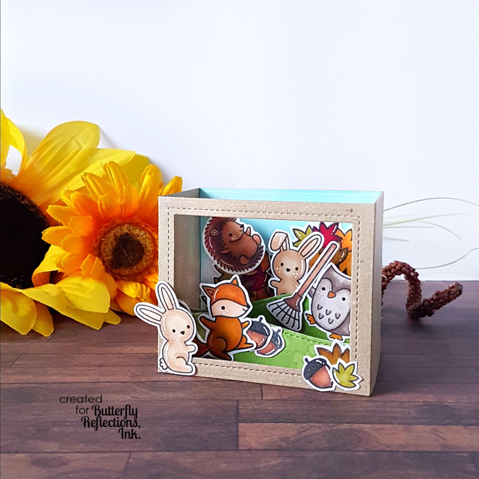 Aututmn shadow box using Lawn Fawn products