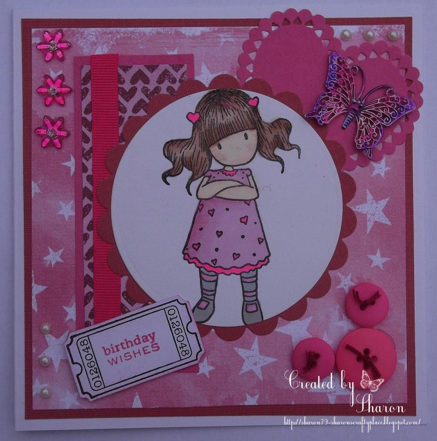 Sharon's Crafty Place: Girly Pink Birthday Card