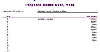 Payback Period - MS Excel Template Download FREE ~ I m Saif Ali