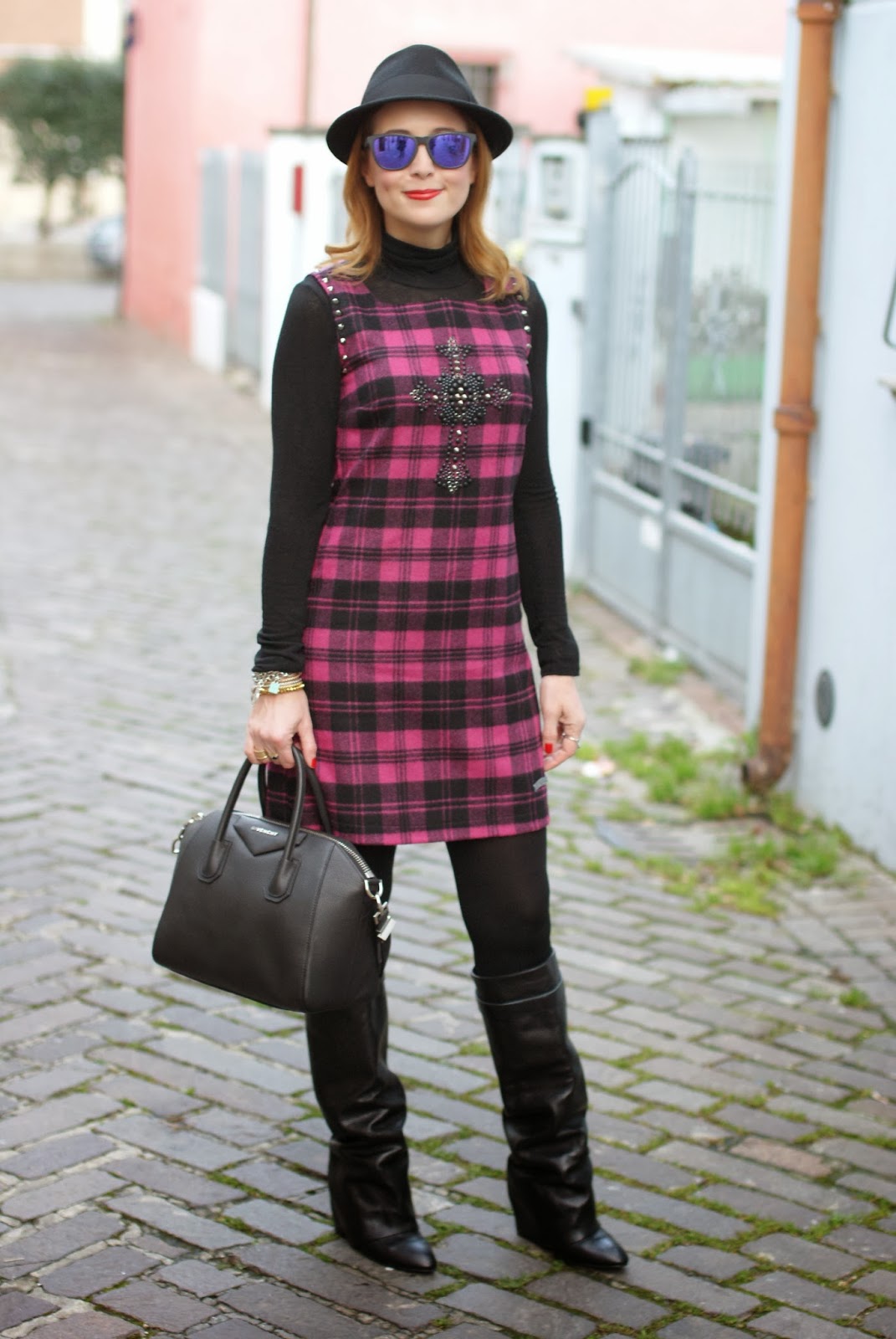 Radiant orchid check dress | Fashion and Cookies - fashion and beauty blog