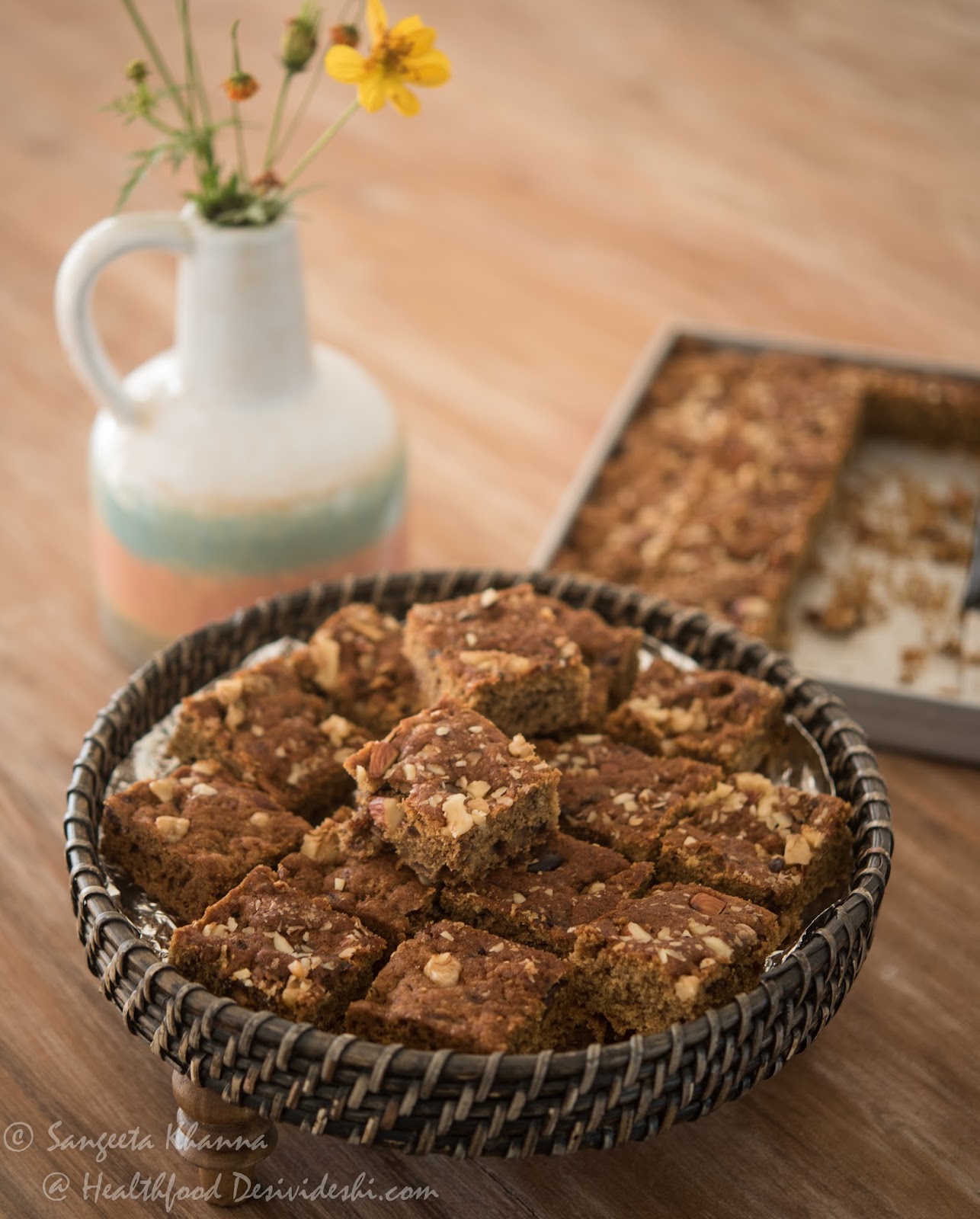 wholewheat date walnut tray bake (no sugar added), a rich mildly spiced ...