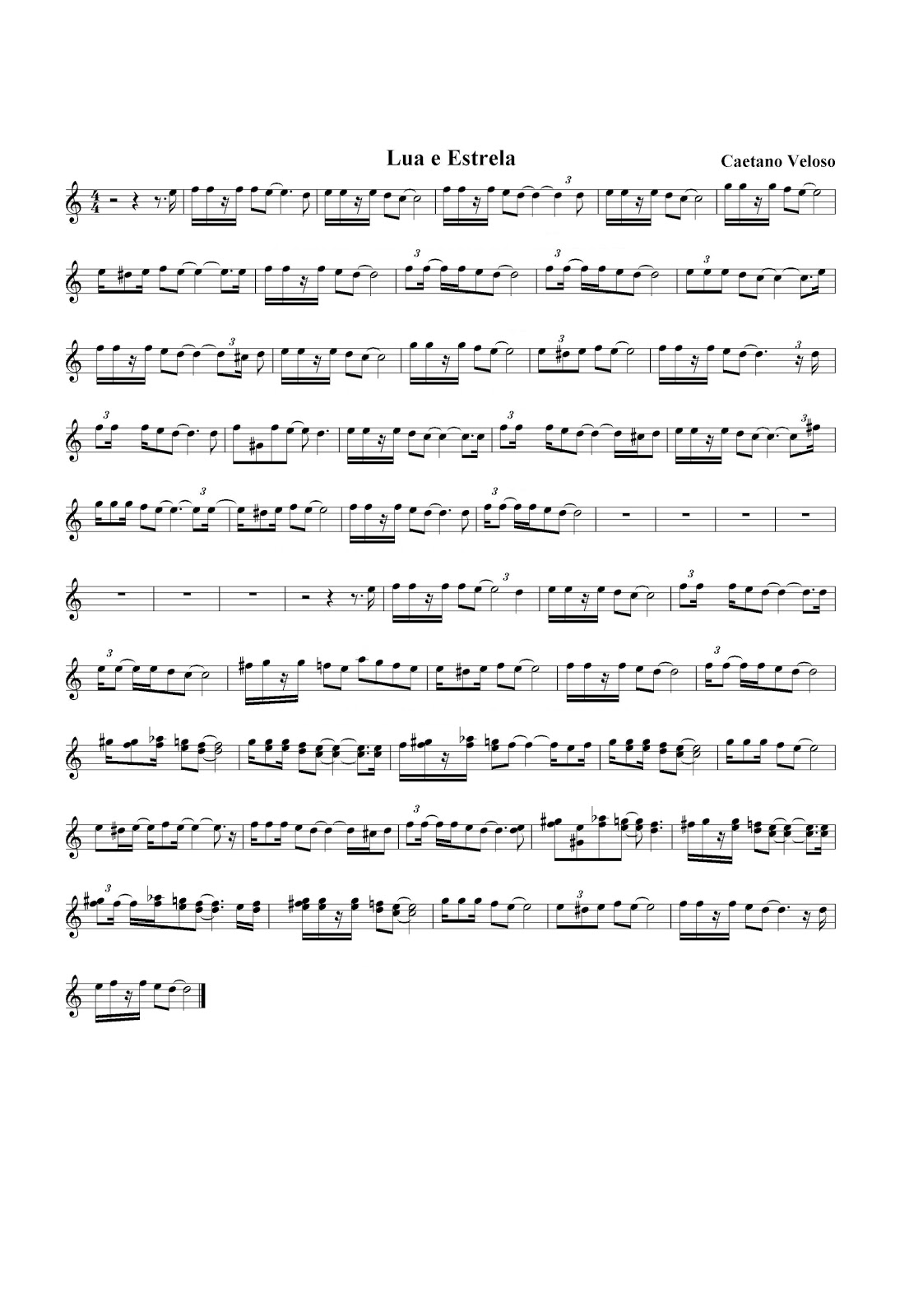 Partituras Musicais: Lua e Estrela - Caetano Veloso - Novela Baila Comigo - n.º 79