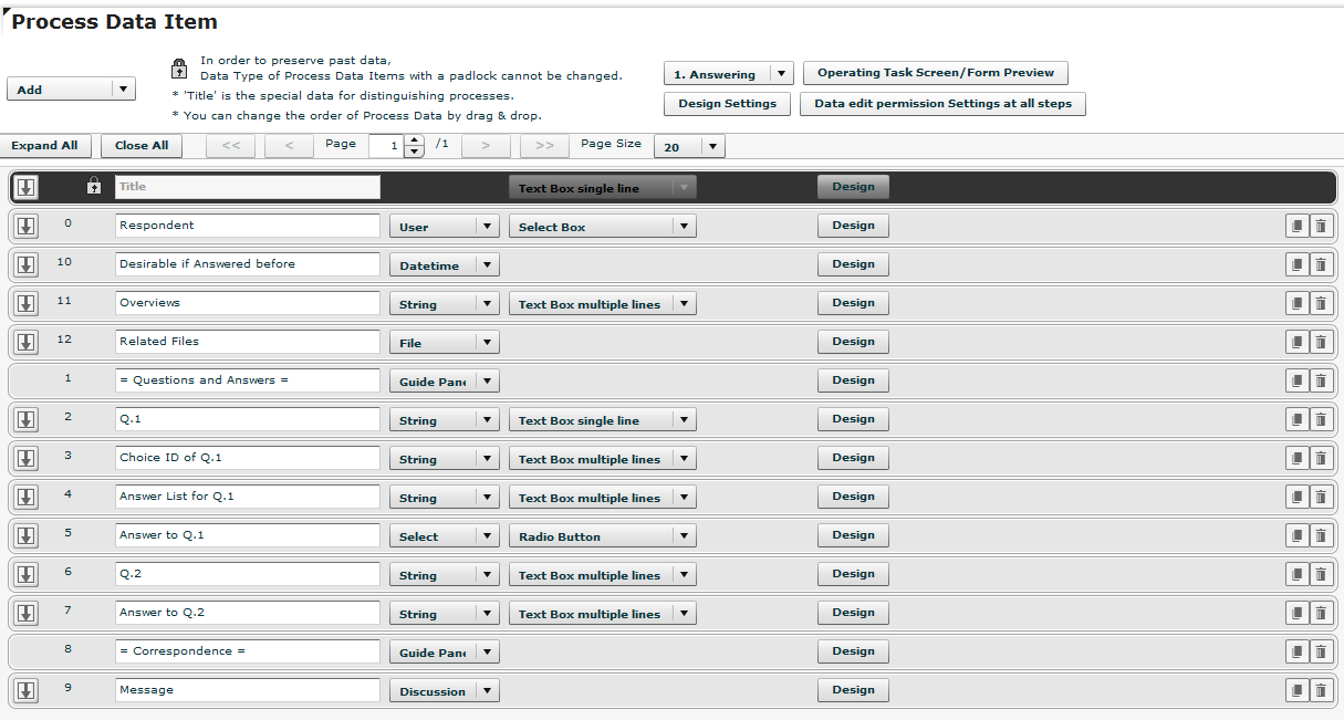 Workflow Sample: Data Structure of an 'In-house Questionnaire' that ...