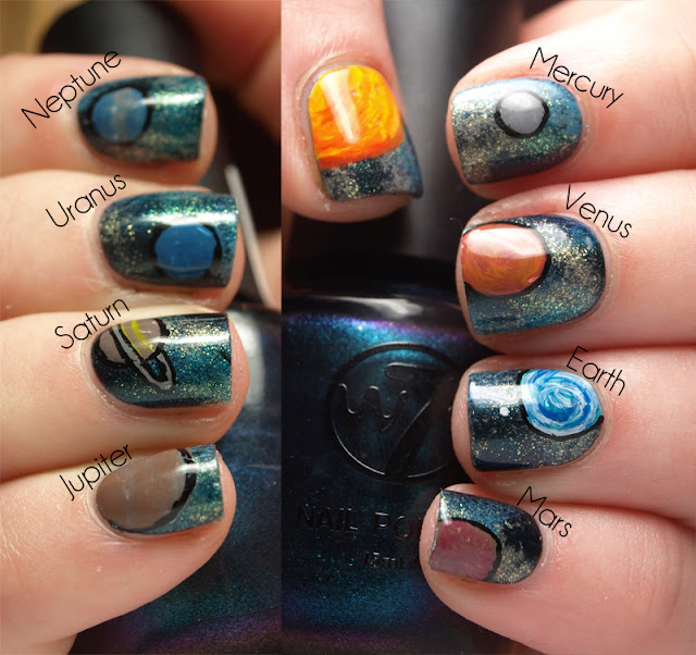 NAIL ART #2__ Galaxy, planets, moon and stars — Bow of Moon