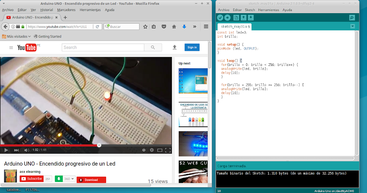 ARDUINO UNO - Lab02: Efecto FADE-IN / FADE-OUT en LED
