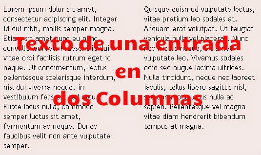 Dividir el texto de una entrada en dos Columnas - Cosas para el Blog