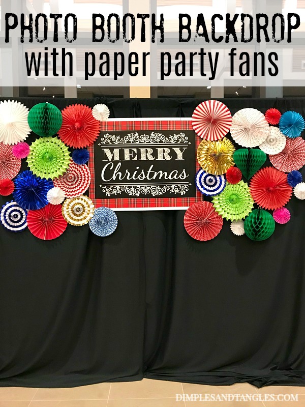 CHRISTMAS PHOTO BOOTH BACKDROP WITH PAPER PARTY FANS Dimples And Tangles christmas-photo-booth-backdrop-with-paper-party-fans-dimples-and-tangles