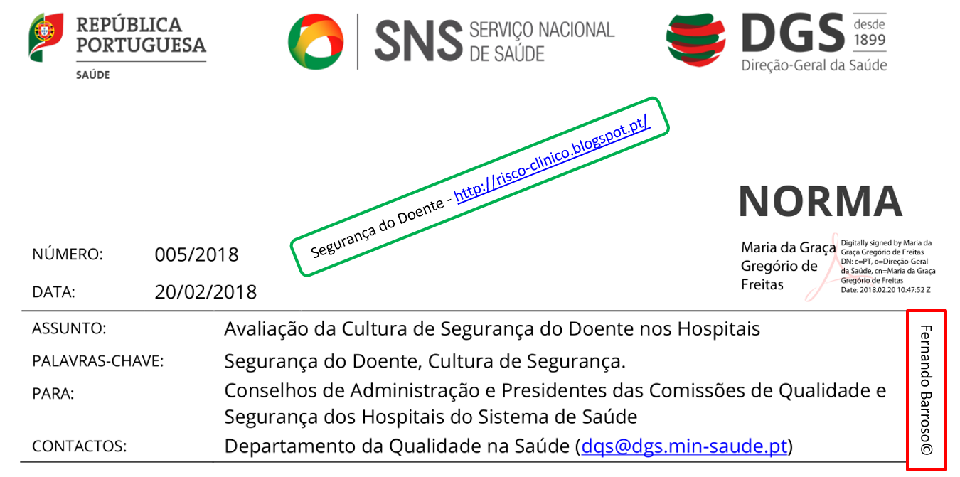 Segurança do Doente: Nova Norma DGS | Avaliação da Cultura de Segurança ...