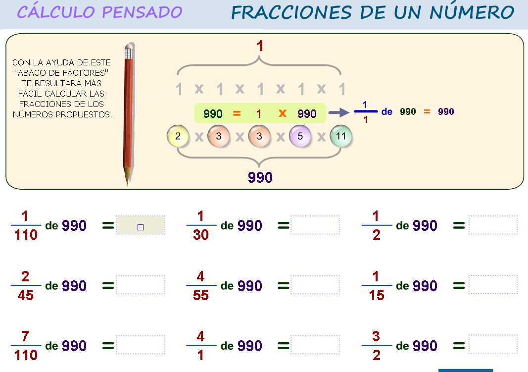 MATEMÁTICAS EN CUARTO DE PRIMARIA: FRACCIÓN DE UN NÚMERO