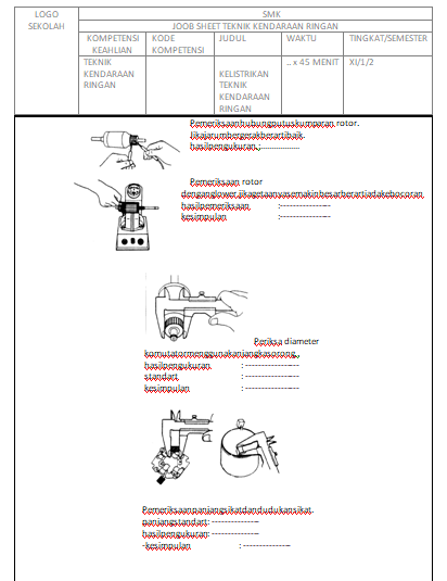 Job sheet Pemeriksaan dan perbaikan Motor starter - Belajar Mudah