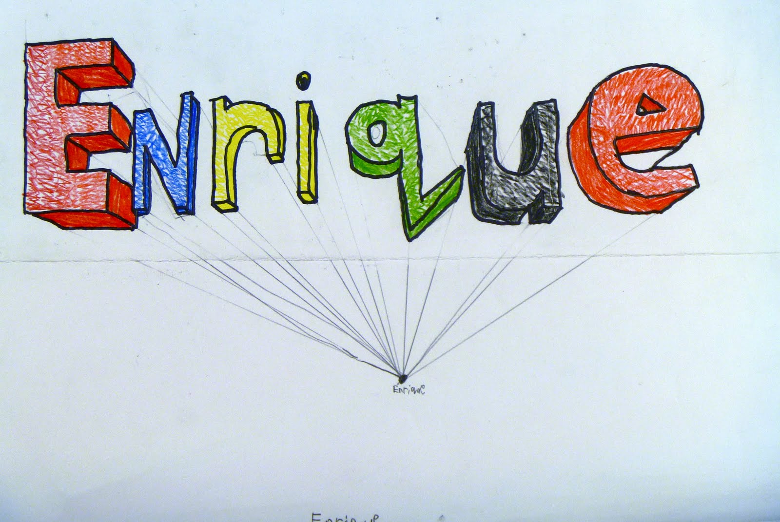 From the Sketchbook of Bridget Smith: 6th Grade 1-point Perspective Names
