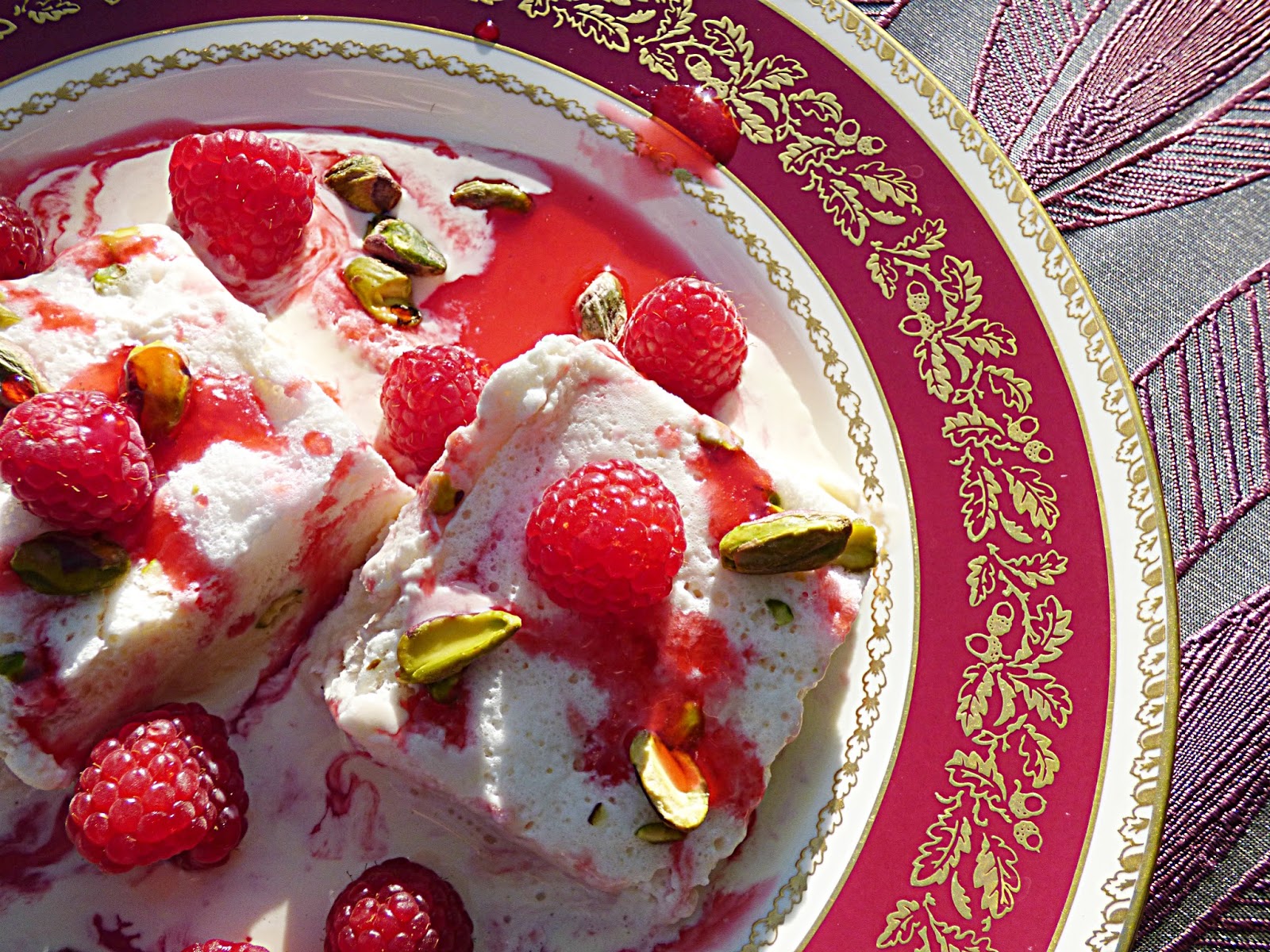 Chez Maximka: Raspberry ripple parfait with pistachios