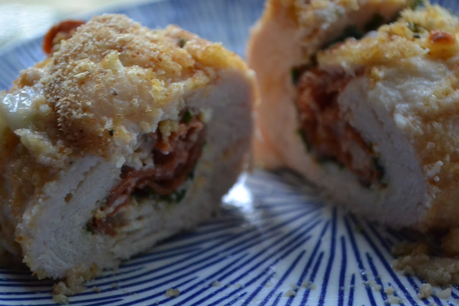 Pepperoni Stuffed Rolled Chicken