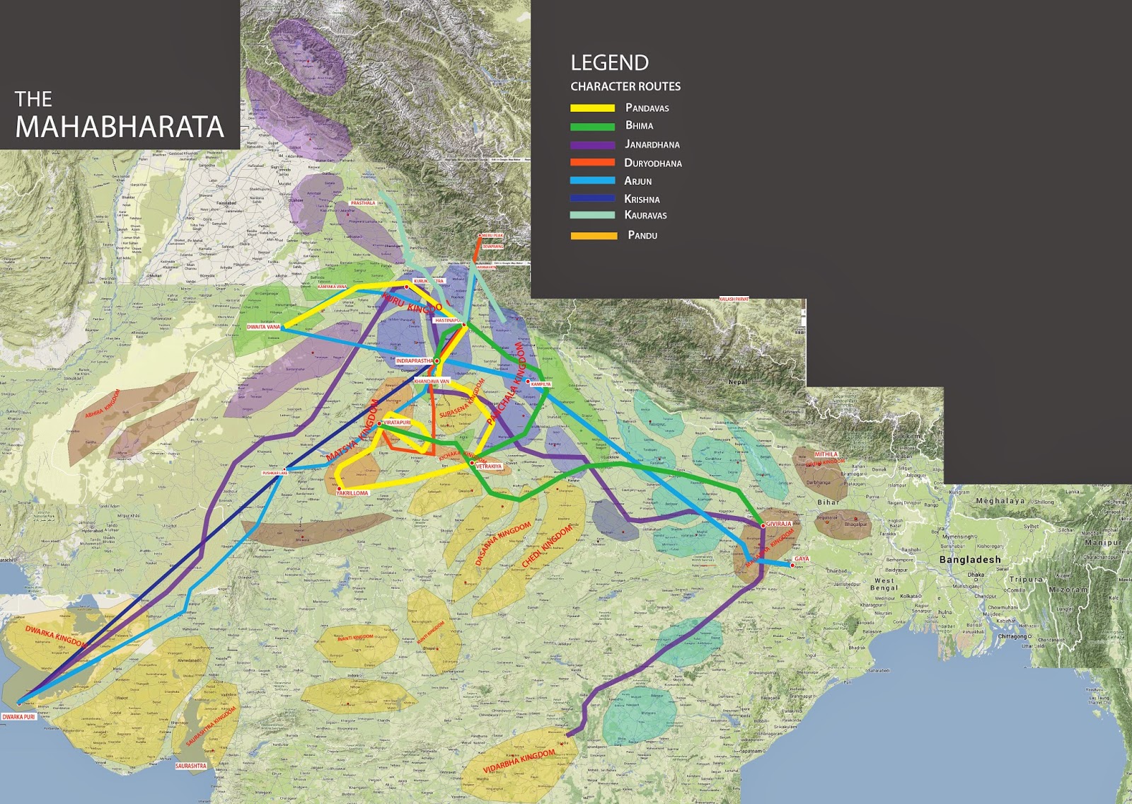Stories of India: Mahabharata Map