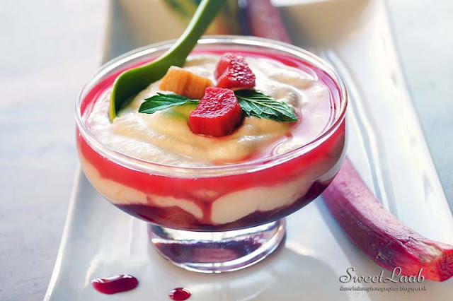 Rhubarb dessert with black-current syrup / Rebarbora so sirupom z ...