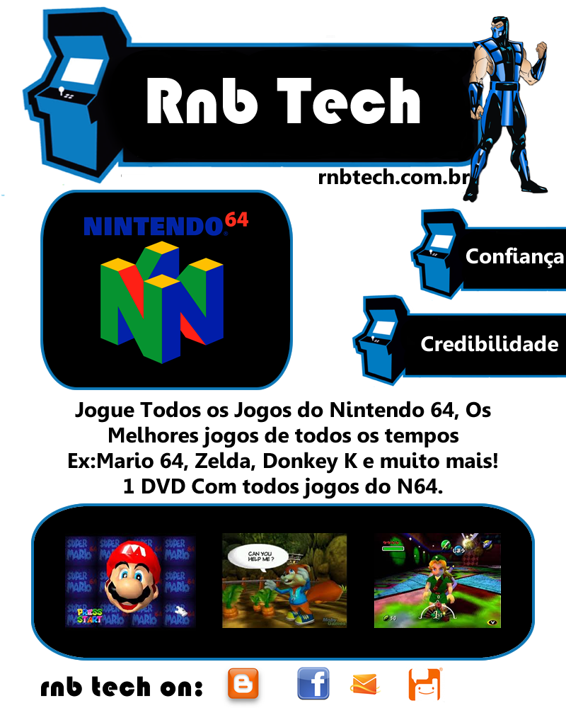 RnbTech Arcade: Full Set Nintendo 64, Relembre os Anos 90.