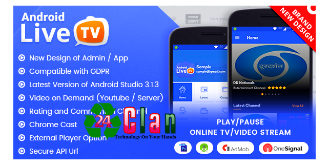 Android Live TV with Material Design Android Source Code By 24clan Team ...