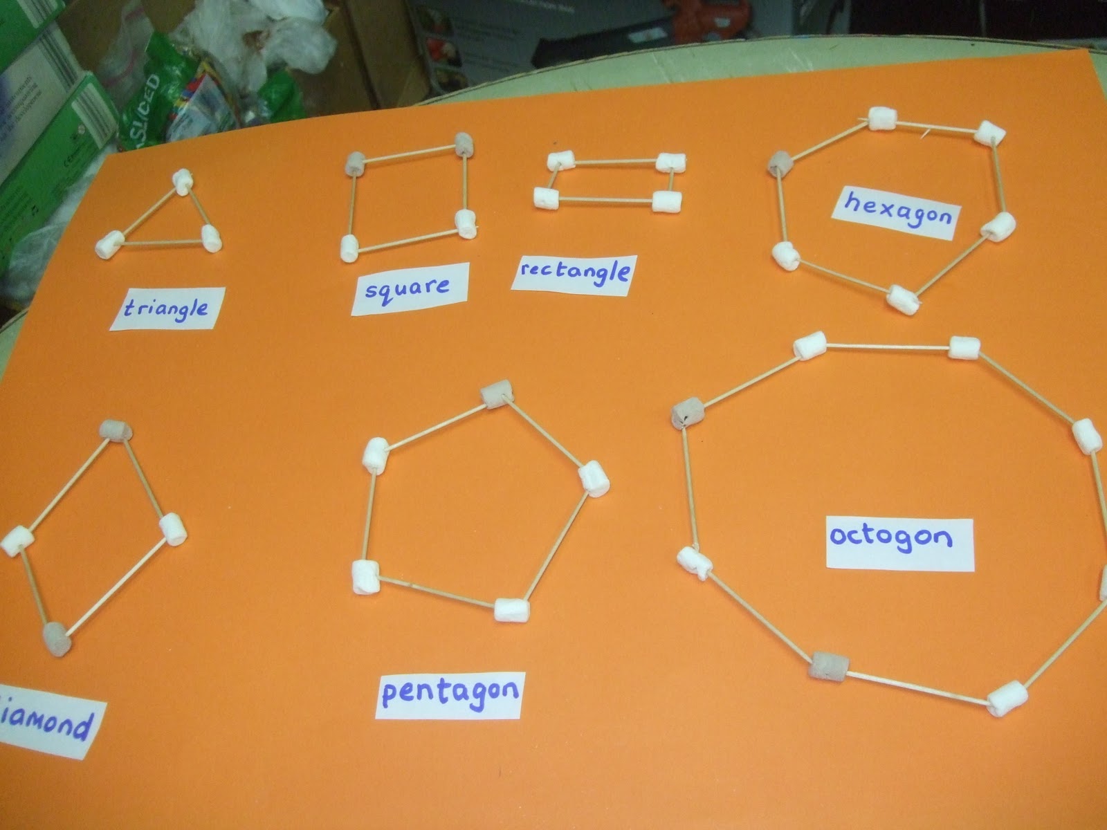 Ms. Tierney's class: 2d and 3d marshmallow shapes