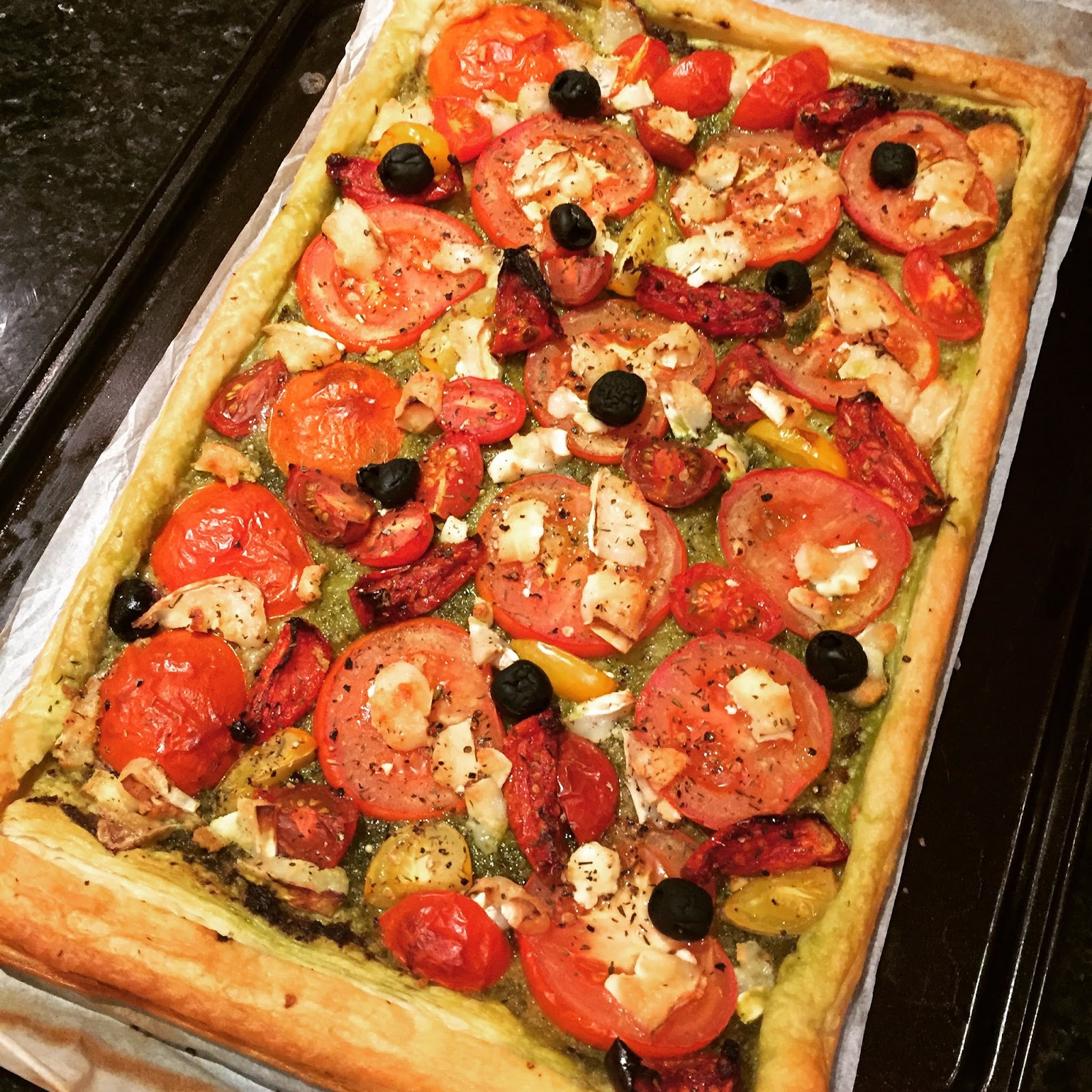 Mediterranean Pesto, Tomato and Goat's Cheese Tart