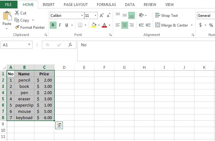 Display a Chart of Table in Microsoft Office Exel 2013 - Tutorial