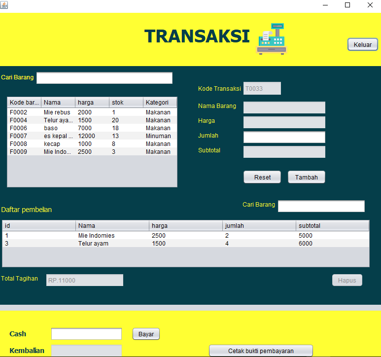 CORETAN SAYA: Program Minimarket Java Netbeans