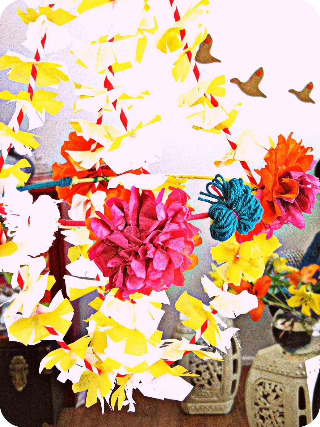 Hunted and Made: DIY Pajaki Paper Chandelier Tissue Pom Pom Magic