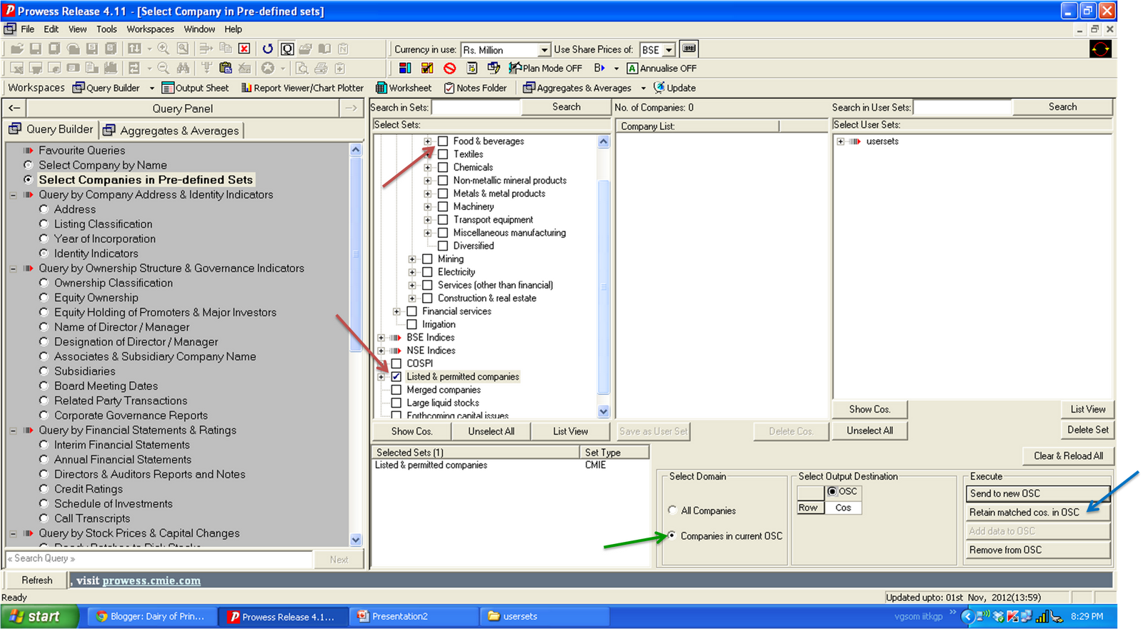 Prowess database..basic steps to use