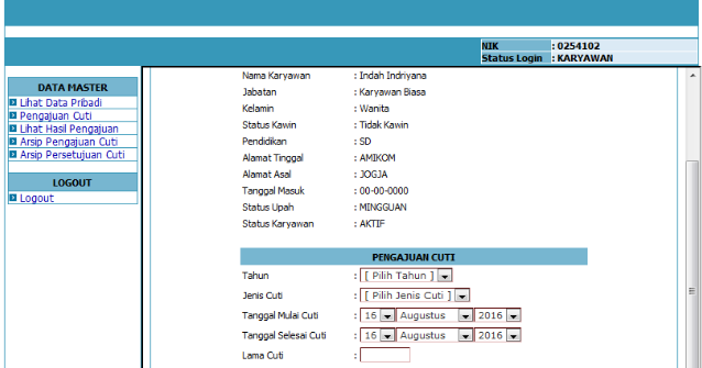 Source Code gratis Sistem Pengajuan Izin Cuti Karyawan Berbasis Web PHP ...