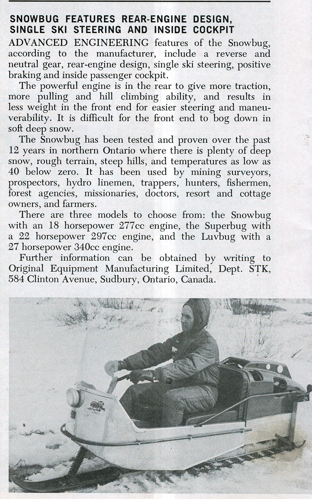 CLASSIC SNOWMOBILES OF THE PAST: 1971 SNOWBUG SNOWMOBILE