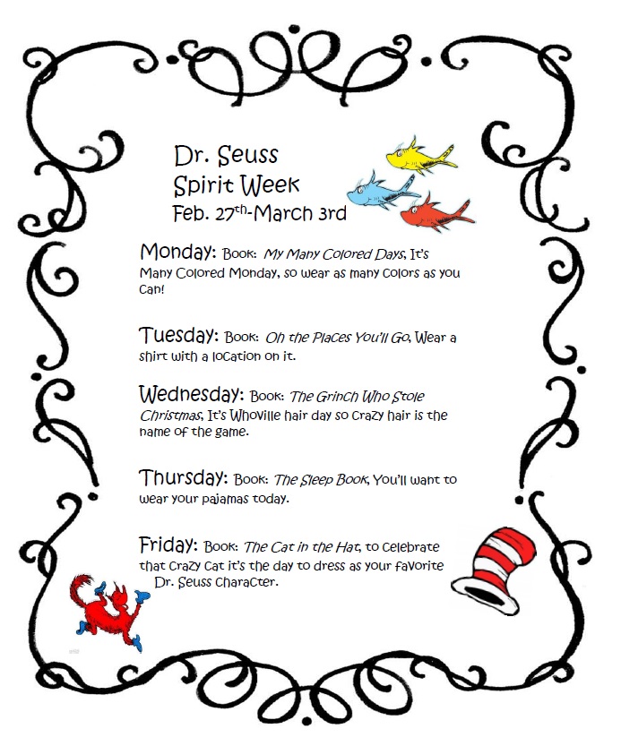 Pleasant Ridge Elementary: Dr. Seuss Spirit Week Celebration