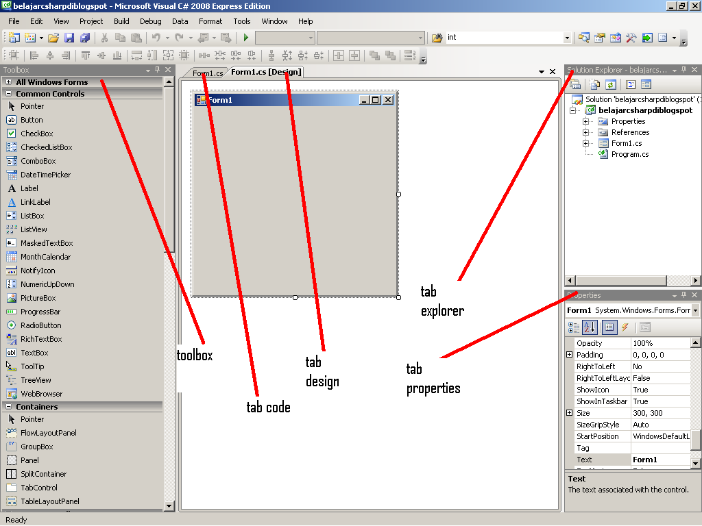Belajar program pemograman C# .net online di Blogspot: C# : GUI pada Csharp