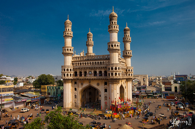 Charminar Mosque in Center of the Hyderabad Old City Telangana - Andhra ...