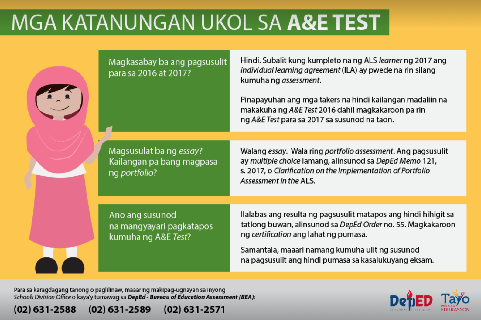 Accreditation and Equivalency (A&E) Test para sa taong 2016 at 2017 ...