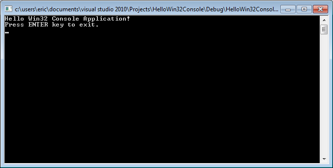 Dev Microsoft Create Helloworld Of Win32 Console Application Using Microsoft Visual C 2010 0290