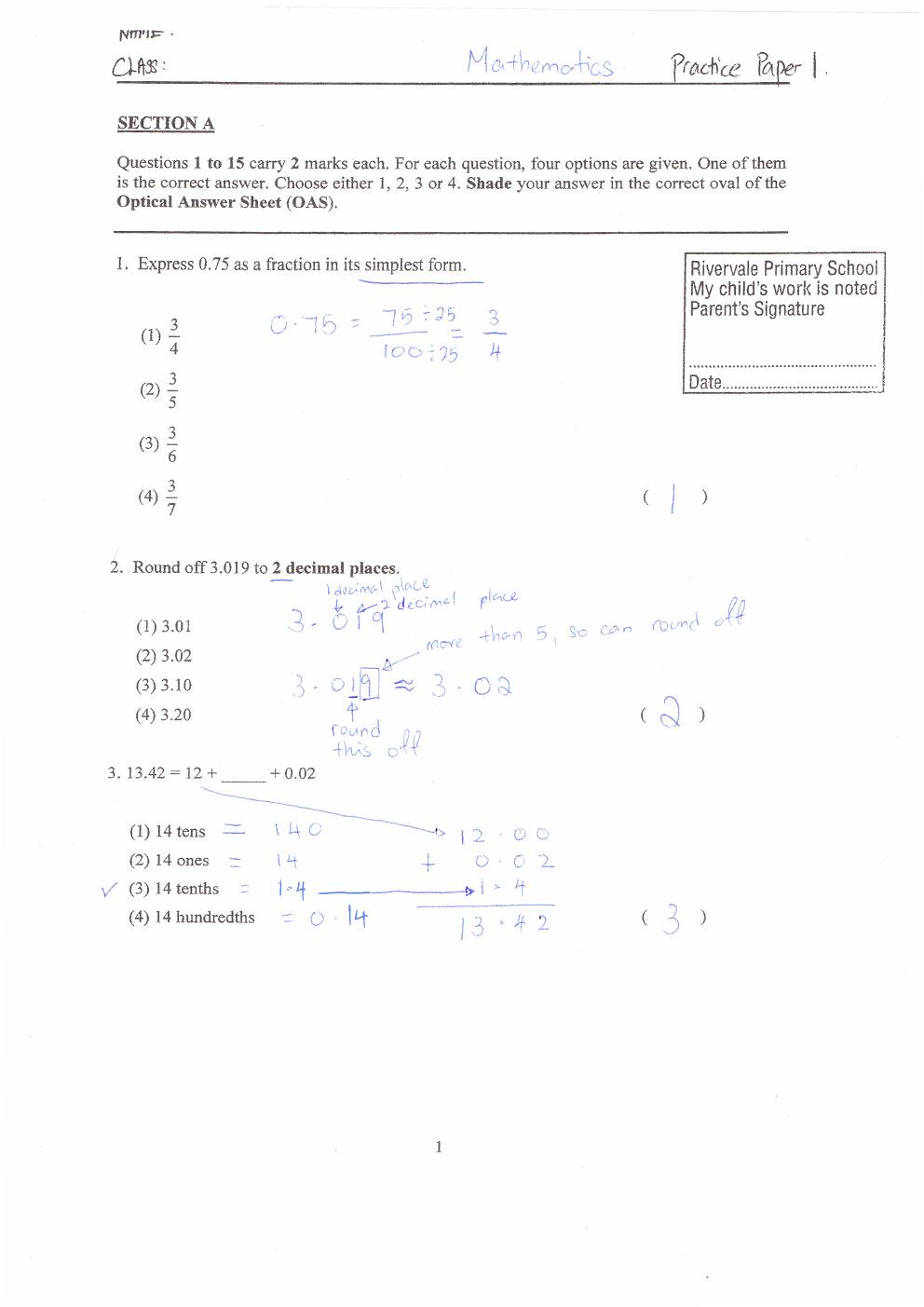 RIVBE4: 19 Aug eLearning: Math CA2 Practice Paper 1 Solutions with ...